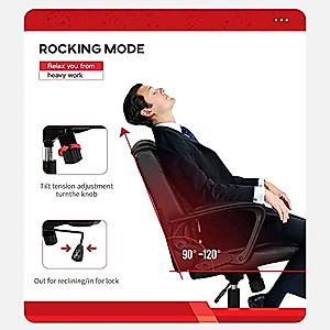 Home Office Chair Ergonomic Desk Chair PU Leather Task Chair Executive Rolling Swivel Mid Back Computer Chair with Lumbar Support Armrest Adjustable Chair for Men (Black)