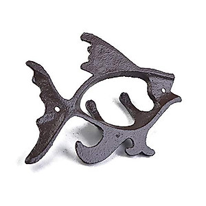 Grace Home Cast Iron Fish Design Wall Hanger Vintage Design Hooks Keys Towels Hook Metal Wall Mounted Heavy Duty Decorative Gift Idea (Single Fish Hook)