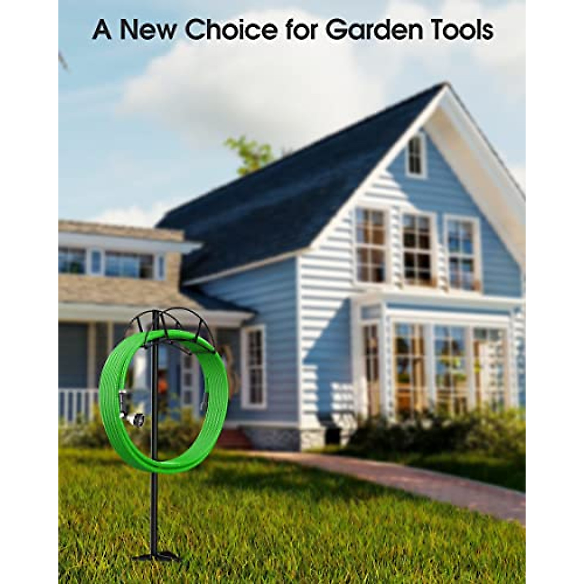 Meykwod Garden Hose Stand, Hose Hanger Freestanding, Water Hose Holder Stake, In ground Heavy Duty Hose Organizer Outdoor, Hose Rack for Outside Yard, Sturdy to Hold 150ft Hose (Metal, Black)