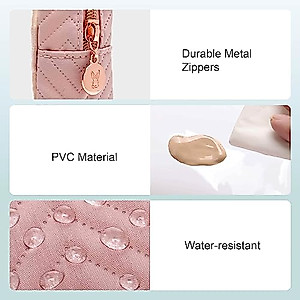 Bunnychill TSA Approved Toiletry Bag With Handle Strap,2 Pack PVC Clear Cosmetic Bags for Women Men, Carry on Airport Airline Compliant Bag,waterproof Transparent Makeup Travel Bags(S+M-Pink)