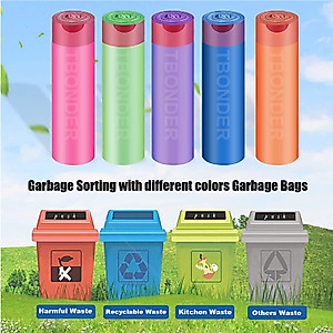 Small Trash Bags 2.6-4 Gallon Thicken Drawstring Trash Bags 4 Gallon Extra Strong Small Garbage Bags Unscented Wastebasket Liners Bags for Kitchen,Bathroom,Office,Home Trash Can 5 Color