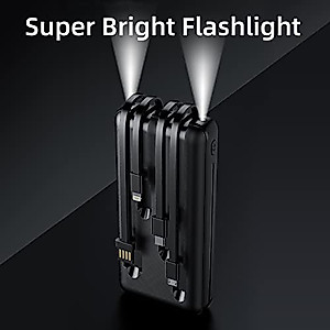 Power Bank 20000mAh, 12W Portable Charger with Built in Cables, 4 Output 2 Input & Flashlight, Ultra High Capacity Safer External Battery Pack Compatible with iPhone, Android phone,Tablet & etc