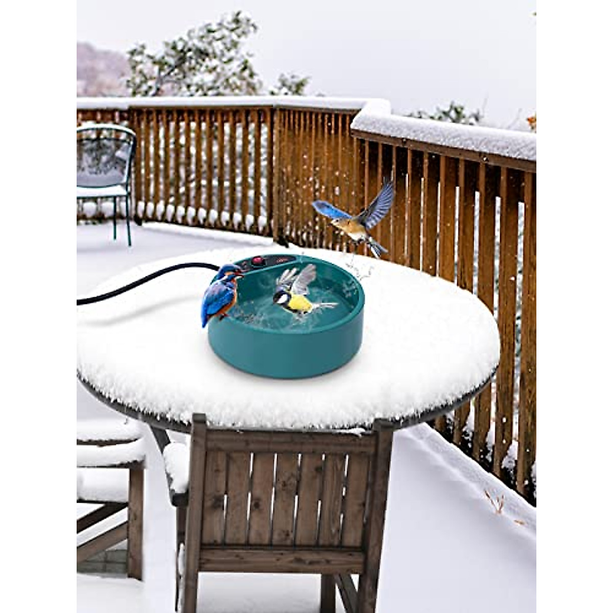 MEWTOGO Heated Bird Bath, 68 Oz Bird Baths for Outdoors 100W Deep Birdbath Heater Bird Water Feeder for Winter Garden Deck Yard Animals Wild Bird Pet Dogs Drink Water