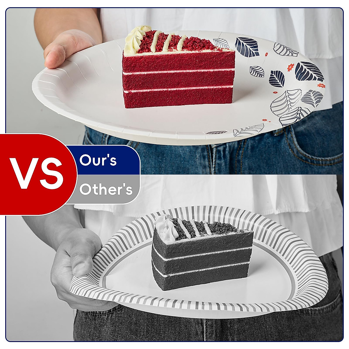 JOLLY CHEF 140 Count Paper Plates 10 inch Soak Proof, Cut Proof, Heavy Duty Leaf Printed Disposable Paper Plates for Everyday Use