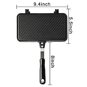 SOUJOY Sandwich Maker, Non-stick Gril Panini Maker Pan with Handle, Stovetop Toasted Aluminum Flip Pan Indoor Outdoor Home Kitchen Breakfast