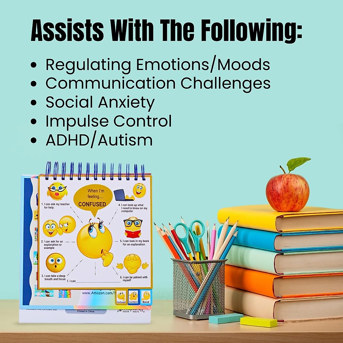 Thought-Spot I Know What to Do Flipbook: Emotions Chart for Kids; Autism Learning Materials; Feelings Chart to Identify Feelings and Make Positive Choices; Emotions Wheel; Calm Down Corner Supplies
