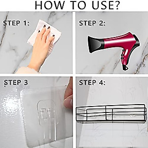 Shower Caddy Adhesive Replacement 4 Pcs, Strong Waterproof Transparent Shower Adhesive Hanging Hooks No Drilling for Shower Caddy Corner Shelf, Soap Holder, Bathroom Storage Shelves (Transparent)