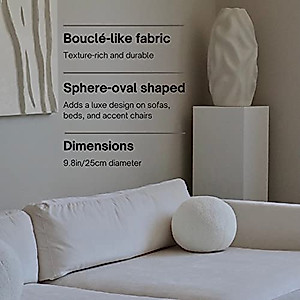 Oval Round Pillow Cushion Boucle-Like Round Throw Pillow for Modern Home Decor on Sofa Couch by MinMod, 1 Count (Pack of 1)
