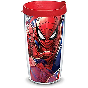 Tervis Marvel Spider-Man Iconic Made in USA Double Walled Insulated Tumbler Travel Cup Keeps Drinks Cold & Hot, 16oz, Classic