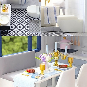 DIY Miniature Dollhouse Kit,UniHobby Time Apartment DIY Dollhouse Kit with Wooden Furniture Light Gift House Toy for Adults