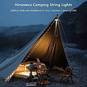 Hiromeco Camping Lights String, Outdoor String Lights with 5 Lighting Modes, Quick 30s Recovery, Durable and Waterproof, USB Charging - Portable Camping Lights for Camping, Yard, and Hiking (32.8ft)