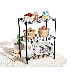 MKDLUFEI 3-Tier Wire Shelving Unit Adjustable Height 450Lb Capacity Small Metal Shelving for Storage 24"x14"x30" Metal Shelves for Kitchen, Office, Pantry, Laundry, Closet, Organizer Wire Rack