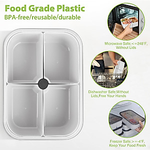 Freshmage® Veggie Tray with Lid, Small Divided Serving Tray Container with 4 Removable Compartments for Food Storage of Fruits/Vegetables/Snacks, DISHWASHER SAFE & BPA-FREE