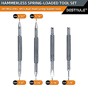 BESTNULE 4-Piece Nail Setter Dual Head Nail Set & Dual Head Center Punch & Hammerless Cold Chisel & Hinge Pin Remover Punch Set, Nail Setter Features 1/8-in, 3/32-in, 3/16-in, 1/16-in, 5/16-in, 1/8-in