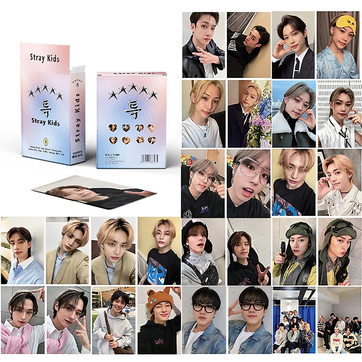PYAJUU Stray Kids Laser Photocard 50pcs Stray Kids Laser Card Kpop Stray Kids LOMO Cards Kpop Straykids 5-Strar Album Card Stray Kids Photo Cards 5-Star Postcard Gift for Fans Daugher