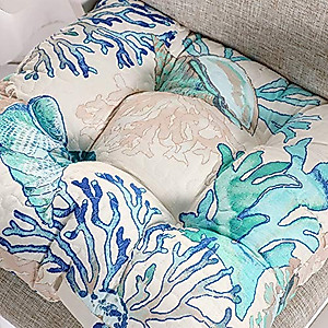 Greenland Home Triple-Cushioned Chair Pad, 4 Count (Pack of 1), Atlantis