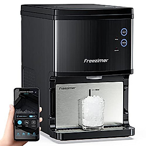 Nugget Ice Maker, Freezimer Ice Maker Countertop Machine with WiFi Connectivity, Sonic Ice Maker Machine 40lbs per Day, Portable Self-Cleaning Sonic Ice Maker for Smart Home/Kitchen/Office