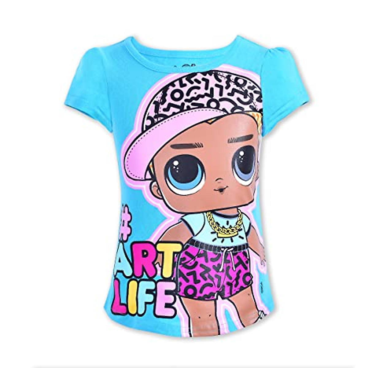 L.O.L. Surprise! Dolls Girls’ Short Sleeve Shirt 4 Pack for Little and Big Kids – Grey/Pink/Red/Blue