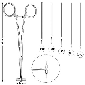 41 Pieces Body Piercing Tool Kit Include Septum Forceps Clamp Pliers 20 Pcs 316L Stainless Steel Piercing Needles and 20 Pcs Nose Ring Hoop Jewelry for Ear Lip Belly Navel Tongue (Classic Style)