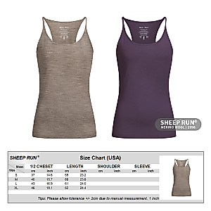 SHEEP RUN Merino Wool Camisole Racerback Tank Top Yoga Shirt Breathable Light-Weight Shirt (Teal, Large)