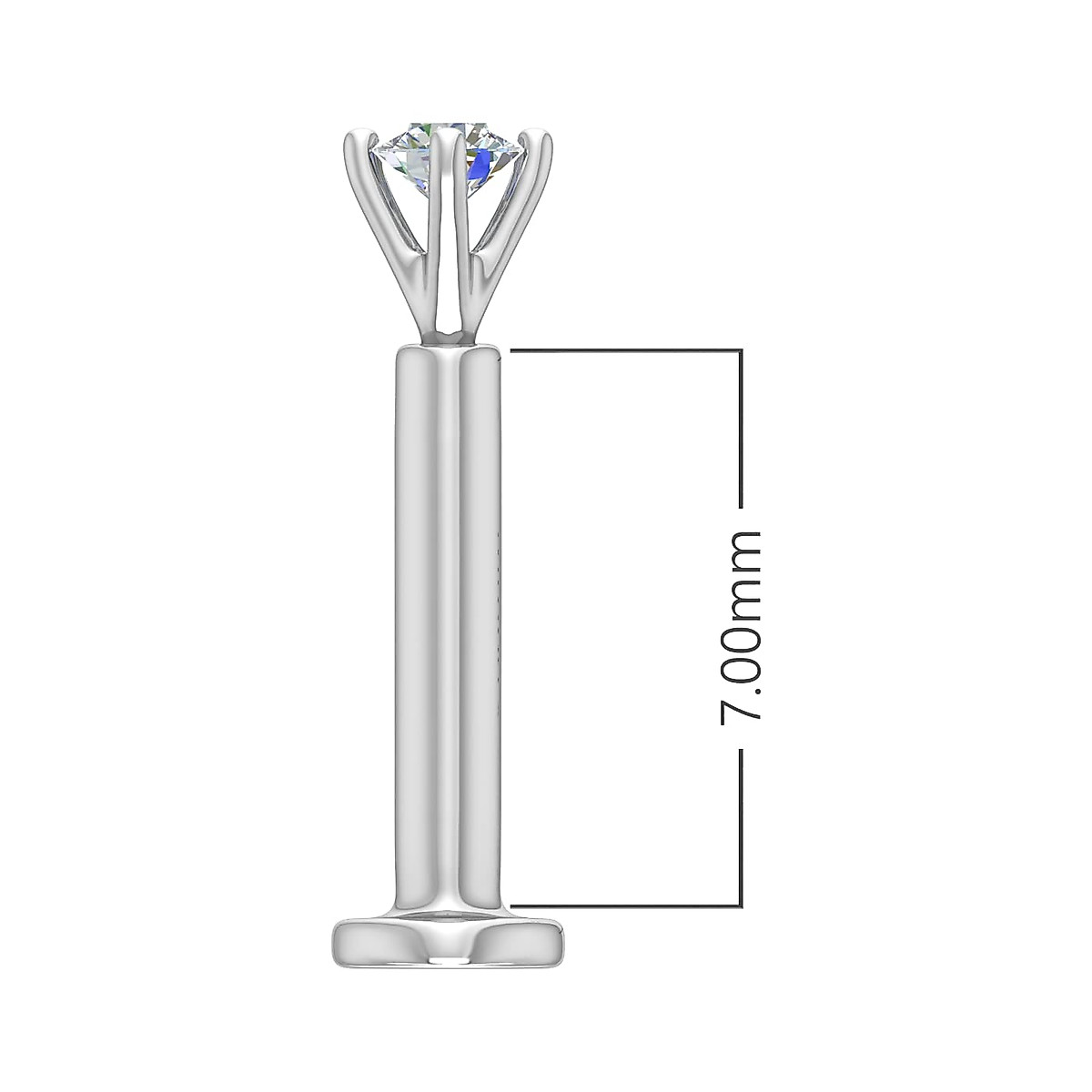 FINEROCK 0.03 Carat 4-Prong Solitaire Diamond Nose Pin Stud in 18K White Gold (SI1-SI2 Clarity)