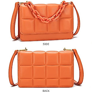YIKOEE Mini Purse for Women with Detachable Plastic Chain Strap (Orange)