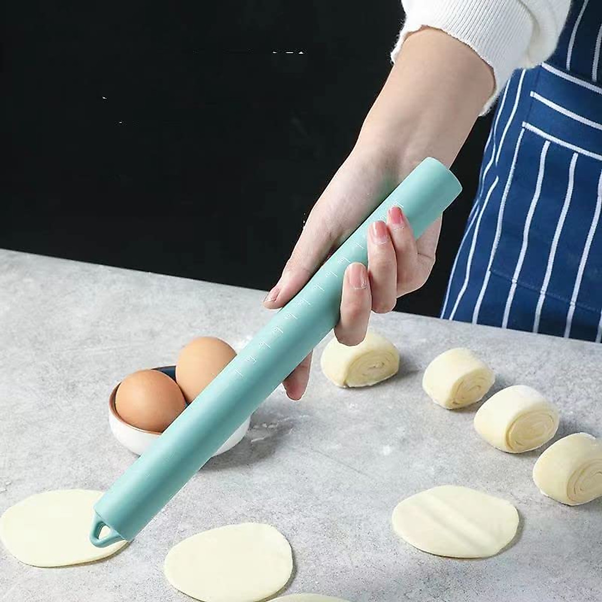 XBLDMJY Small Silicone French Rolling Pin, Silicone Steel Rolling Pin, Non Stick Roller For Dough, Mini Dough Roller, Rolling Pins For Baking，Fondant rollers.(10.23×1.02"/26×2.6cm/Green)