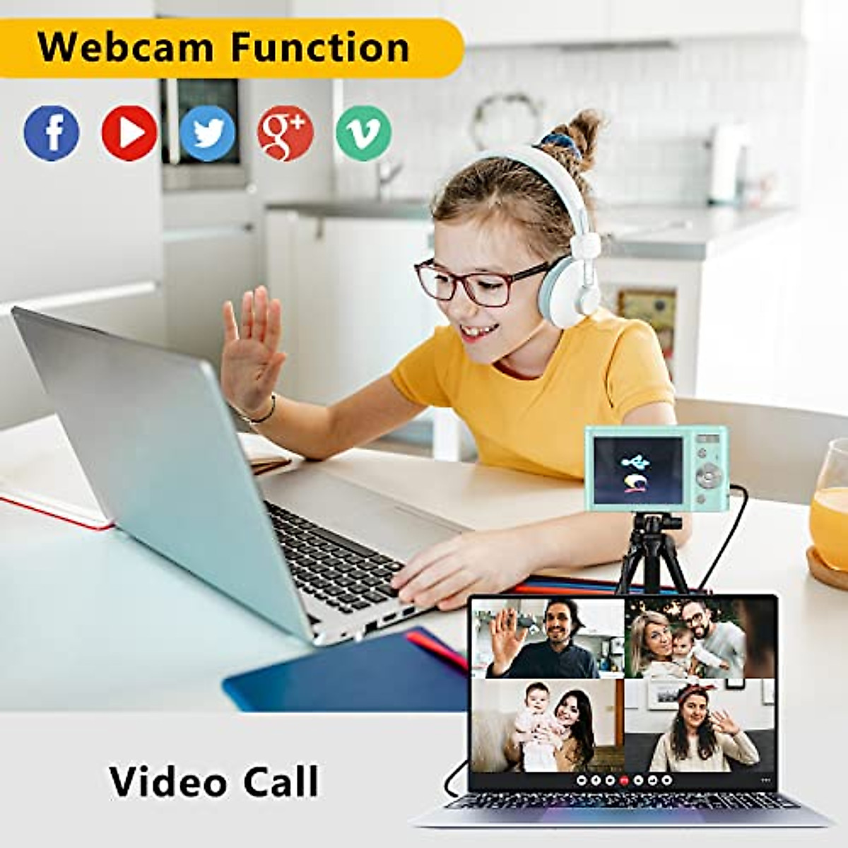 Digital Camera for Kids Boys and Girls - 2.7K 48MP Children's Camera with 32GB SD Card, Rechargeable Electronic Mini Camera for Students, Teens, Kids (Green)