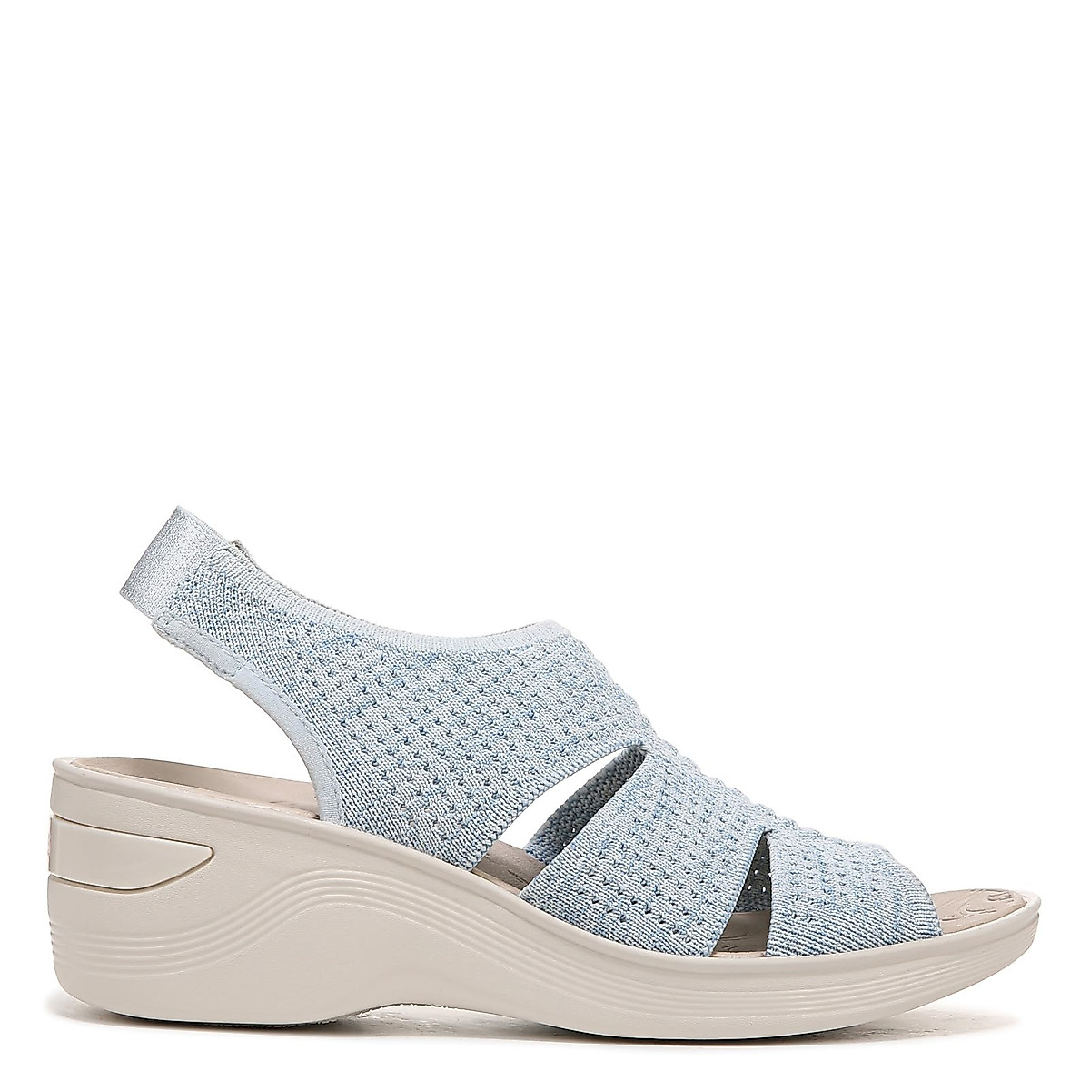 BZees Womens Double Up Wedge Heeled Sandal, Morning Sky, 8 US