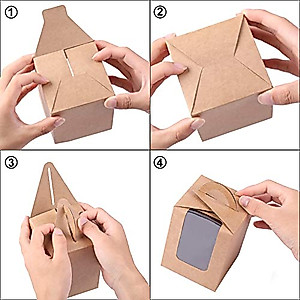 Moretoes 60 Pcs Individual Cupcake Boxes, Brown Single Cupcake Boxes with Window Inserts and Handle, Kraft Cupcake Containers Bulk for Bakery Wrapping Party Favor Packing