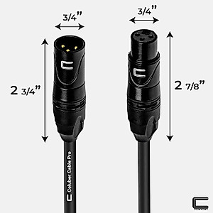 Balanced XLR Cable Male to Female - 0.5 Feet (6 inches) Black - Pro 3-Pin Microphone Cable Connector for Powered Speakers, Audio Interface or Mixer for Live Performance & Recording