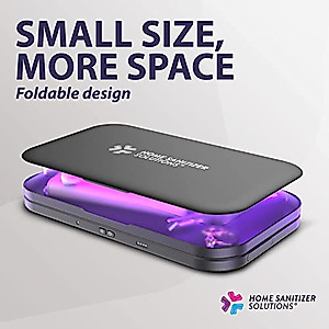 UV Phone Sanitizer with Smartphone Charger Powerbank 5000 mAh - Collapsible Ultraviolet Disinfection and Sterilization Light Box for Keys Wallet Money Jewelry