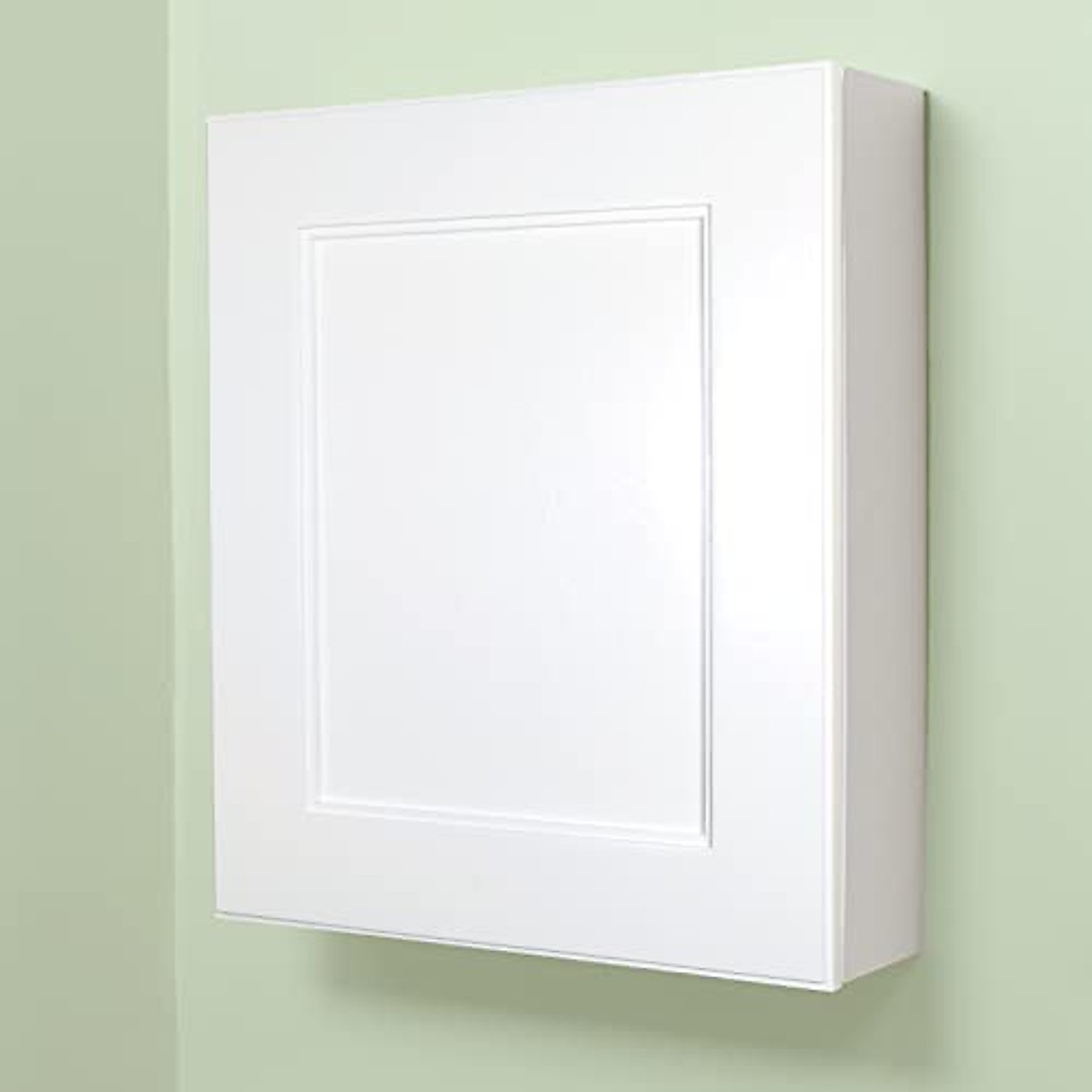 Fox Hollow Furnishings White Shaker Style Solid Wood Wall-Mount Medicine Cabinet with Flat Panel