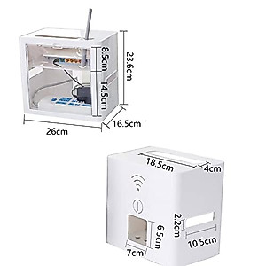 LIUZH Large Router Storage Box Cable Power Plus Wire Bracket Storage Box Plastic Wall Shelf Hanging Plug Bracket Box