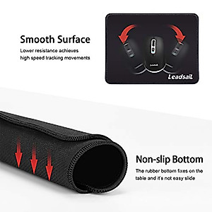 LeadsaiL Mouse Pad with Stitched Edge, Water-Resistant, Premium-Textured Mouse Mat, Non-Slip Rubber Base Mousepad for Laptop, Computer & PC, 10.6×8.3×0.1 inches (Black)
