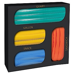 Utopia Kitchen Caddy Ziplock Bag Organizer, 4 Separate Bamboo Food Storage, Plastic Bag Holder for Kitchen Drawer, Suitable for Gallon, Quart, Sandwich & Snack Variety Size Bags - (Natural)