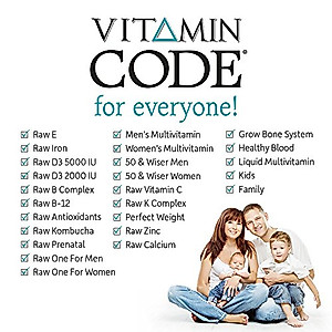 Garden of Life Vitamin E - Vitamin Code Raw Vitamin E Supplement with Vitamins A, D & K Plus Selenium, Fruit, Veggies & Probiotics, 60 Vegetarian Capsules, 125mg Whole Food Vitamin E for Heart Health
