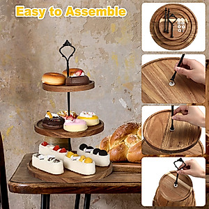 3 Tier Wood Cupcake Stand, 3 Pack Wooden Serving Tray, Rustic Farmhouse Dessert Display Tiered Cake Holder for Kitchen, Wedding, Tea Party, Farmhouse Decorations (Medium(5.9''7.8''9.8''))