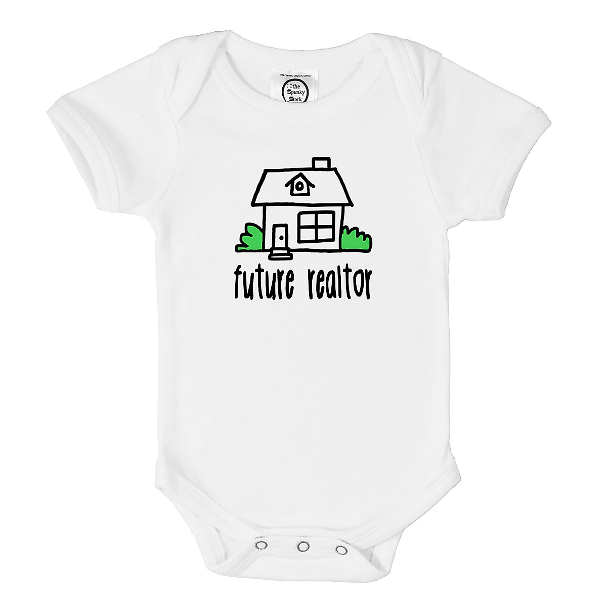 The Spunky Stork Baby Boys and Girls Future Realtor Real Estate Agent Bodysuit (12-18M) White