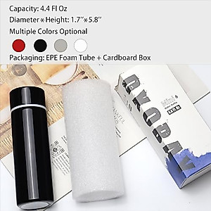 Dxobay Cute Slim Water Bottles, Mini Kids Water Bottle, Insulated Stainless Steel Water Bottles, Thermos Water Bottle with Vacuum Sealing & Double Wall Design(4.4 Oz, Black)