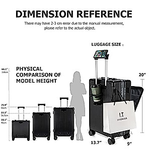 feilario Aluminium Frame Hardside Expandable Spinner Wheel Luggage, Built-In TSA lock Carry on Suitcase, with Cup Holder & Phone Holder - - in 18in/20in/24in Sizes