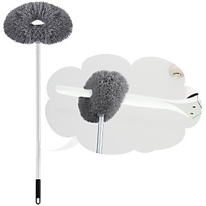 Hoolerry Ceiling Fan Cleaner Duster Reusable Microfiber Blade Cleaning Tool with Extension Pole Washable Extendable 13 to 49.7 Inch for Cleaning High Ceiling Cobweb Furniture Window Top(Gray)