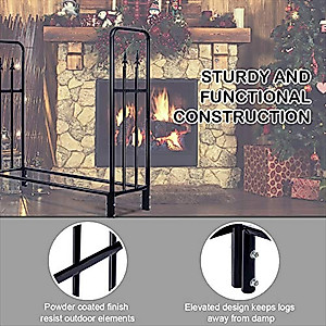 Goplus Firewood Log Rack Indoor Outdoor Fireplace Storage Holder Logs Heavy Duty Steel Wood Stacking Holder Kindling Wood Stove Accessories Tools Accessories (4 Feet)