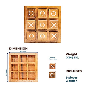 BSIRI Wooden XO Blocks (L) Tic Tac Toe Board Games - Ideal for Kids Games, Family Games and Game Night for Adults, Farmhouse Decor for Coffee Table Decor and Unique Gifts for All Occasion (5.5 Inch)