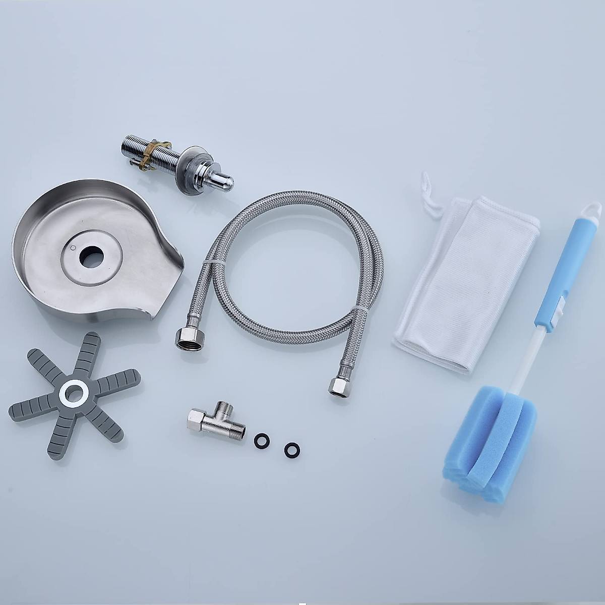 RANDOM Solid Metal Kitchen Sink Glass Rinser,Faucet Glass Rinser for Kitchen Sinks,Bottle Washer,Kitchen Sink Accessories,Stainless Steel,Brush Nickel.