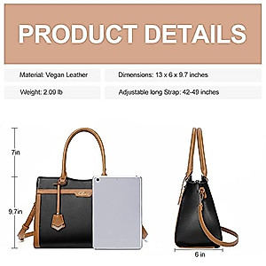 CLUCI Satchel Purses and Handbags for Women Leather Totes Designer Ladies Crossbody Shoulder Bag Black with Brown