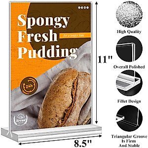 Arrobust 8.5 x 11 Acrylic Sign Holder Clear Table Signs Stand, Double Sided T Shape Flyer Holder Plastic for Picture Paper Card Home Office Menu Retail Show Fair, 6 Pack