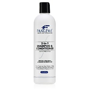 FRAGFRE 2 in 1 Shampoo and Conditioner 12 oz - Fragrance Free Conditioning Shampoo for Short to Medium Hairs - Color Safe Wash and Go - Sulfate Free Cleansing Conditioner for Sensitive Scalps (1 Pack)