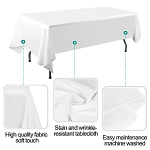 White Table Cloth Rectangle Table, 6 Pack Tablecloths for Rectangle Tables, 100% Polyester Rectangular Tablecloth White Table Cover Table Linens for Party, Wedding, Banquet Decoration- 60 x 102 Inch