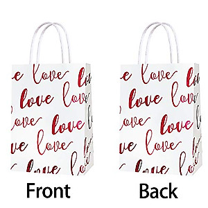 12Pcs Mothers Day Gift Bags, Love Theme Paper Bags with Handle for Valentines Day, Wedding, Father's Day, Sweetest Day or Any Occasion Holiday Bags for Gifts